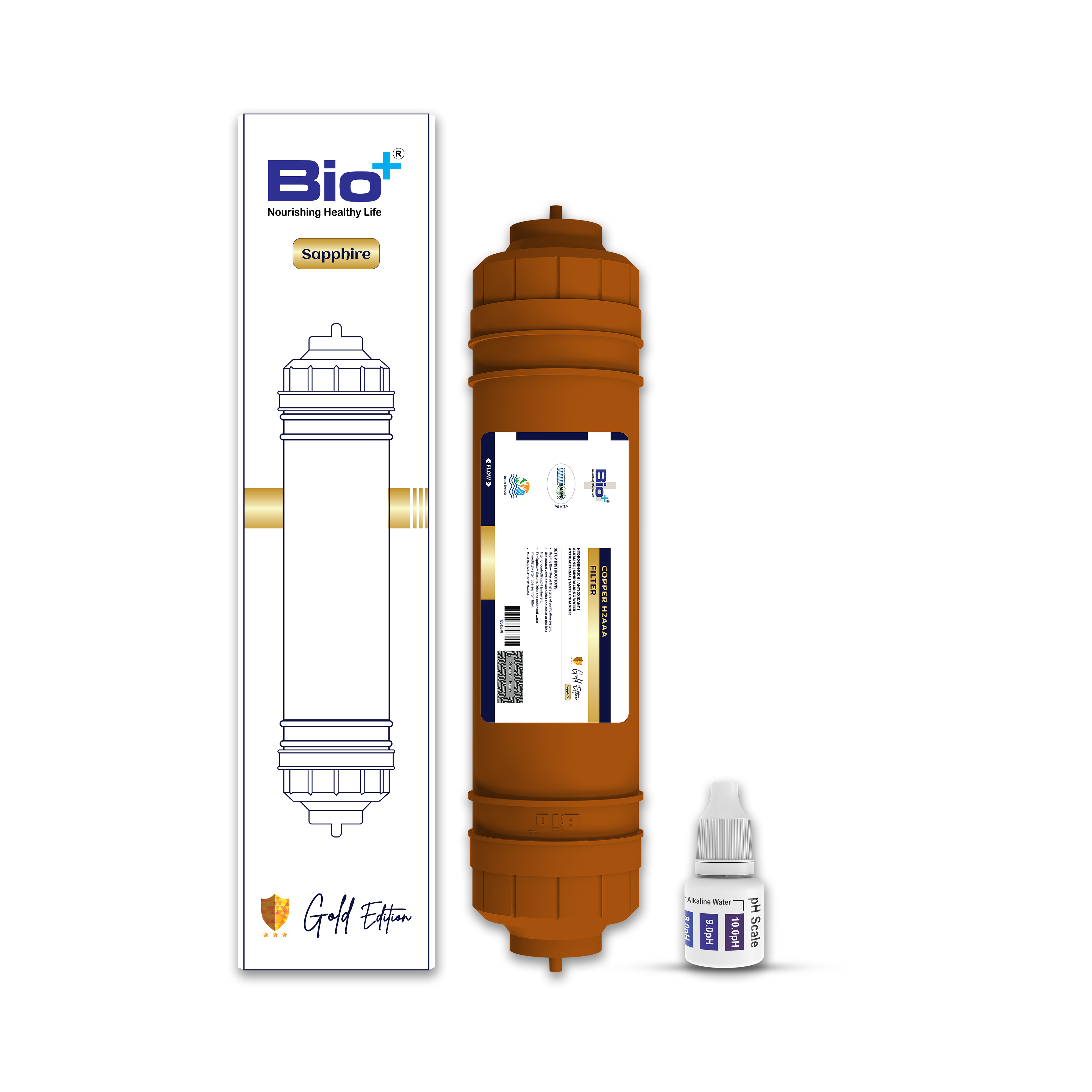 BioPlus 8 Inch 7-in-1 Copper H2AAA Water Filter - Alkaline Water filte ...