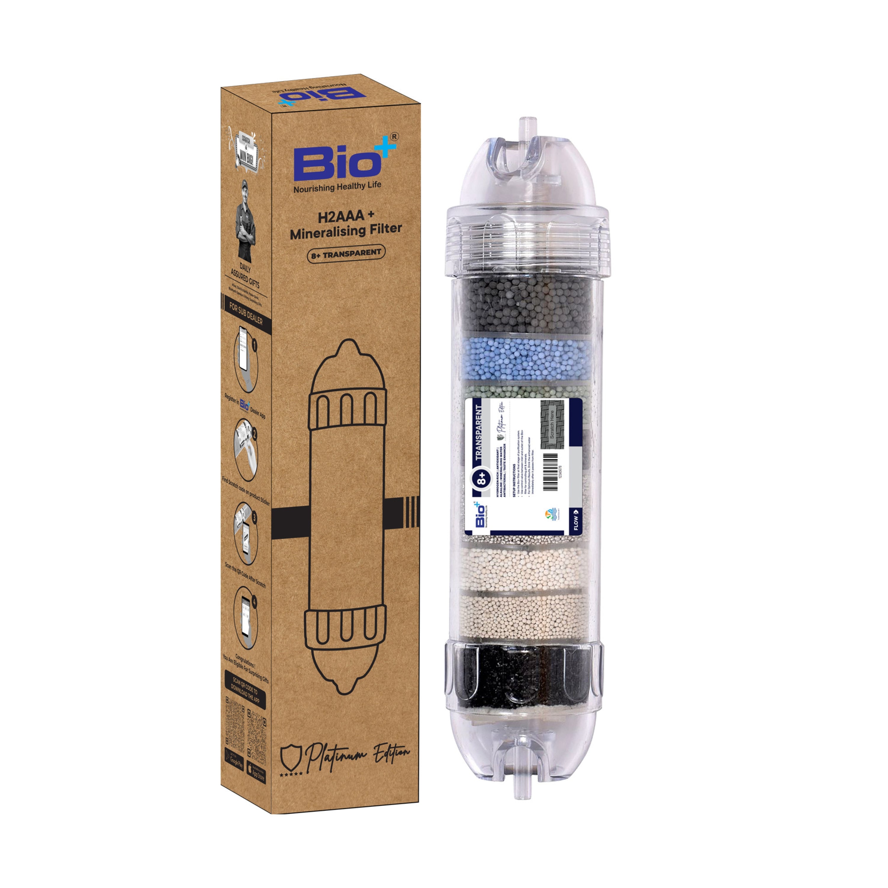 Bioplus 8" Transparent Alkaline and Mineral Water Filter Cartridge for ...